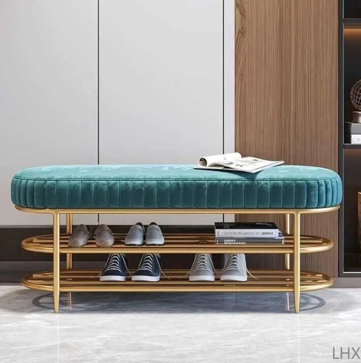 Банкетка, велюр искусственный, зеленая, 80 см x 32 см x 45 см