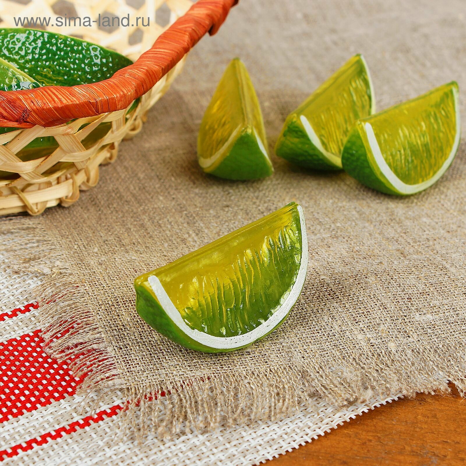 Муляж Долька лайма , 5 2.5 2.3 см, зелёный, 10 шт