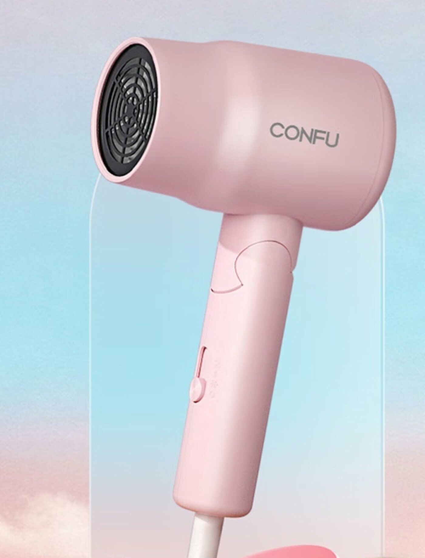 Фен CONFU, портативный и складной (800 Вт, 13 м/с, 17000 об/мин) с насадкой