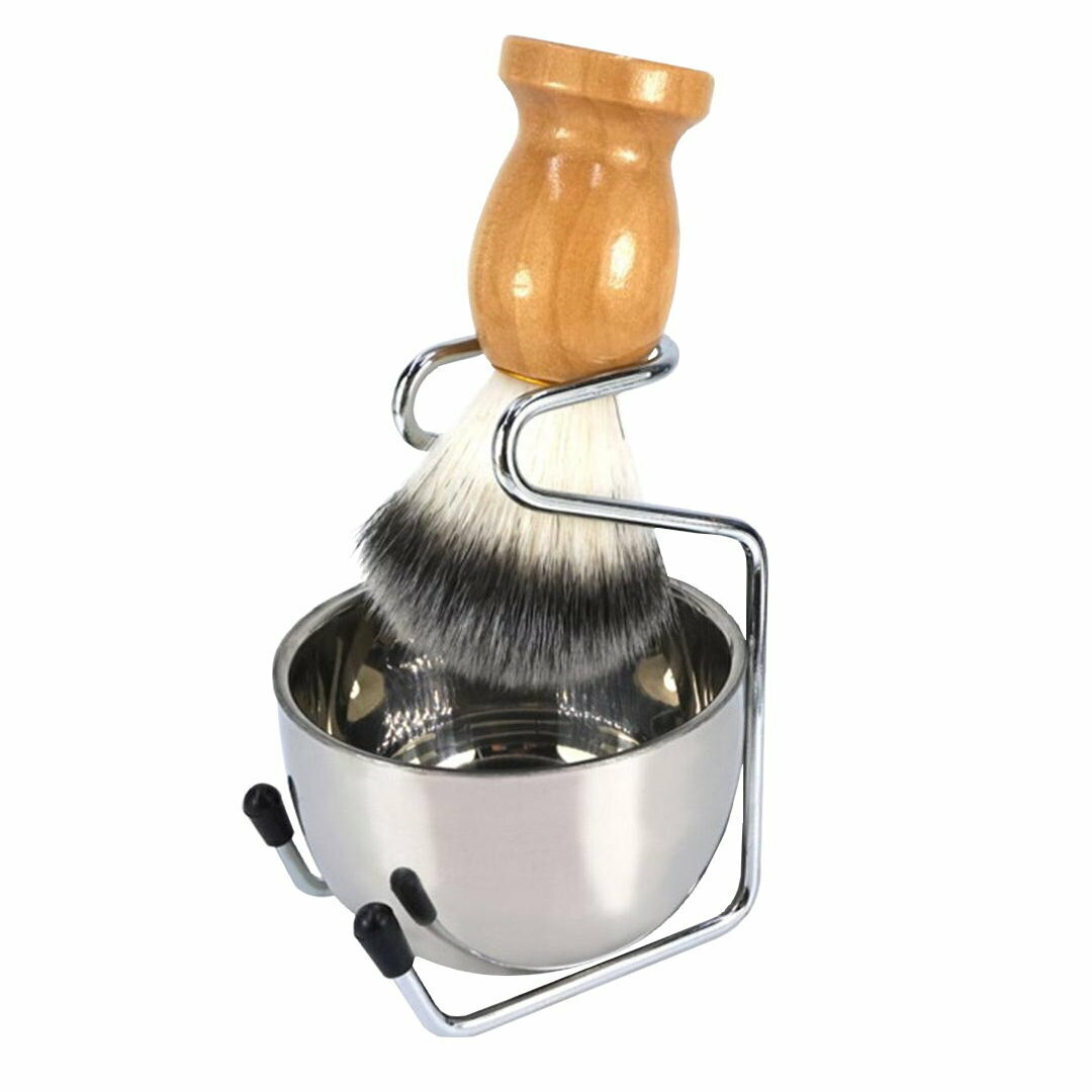 Металлический набор для бритья, помазок с чашей