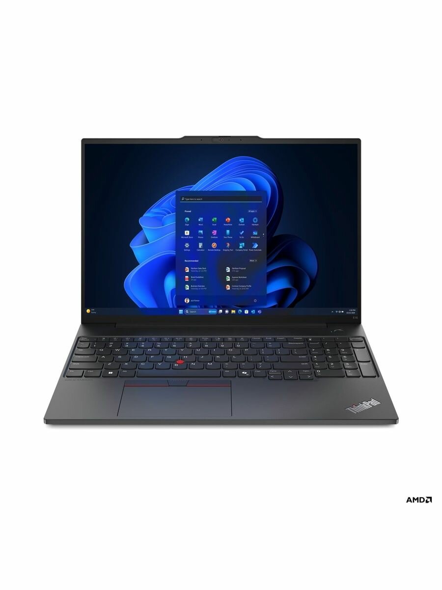 Ноутбук Lenovo ThinkPad E16 (21M6S1F000), 16 Гб, SSD 512, AMD Ryzen 7, IPS, black матовый