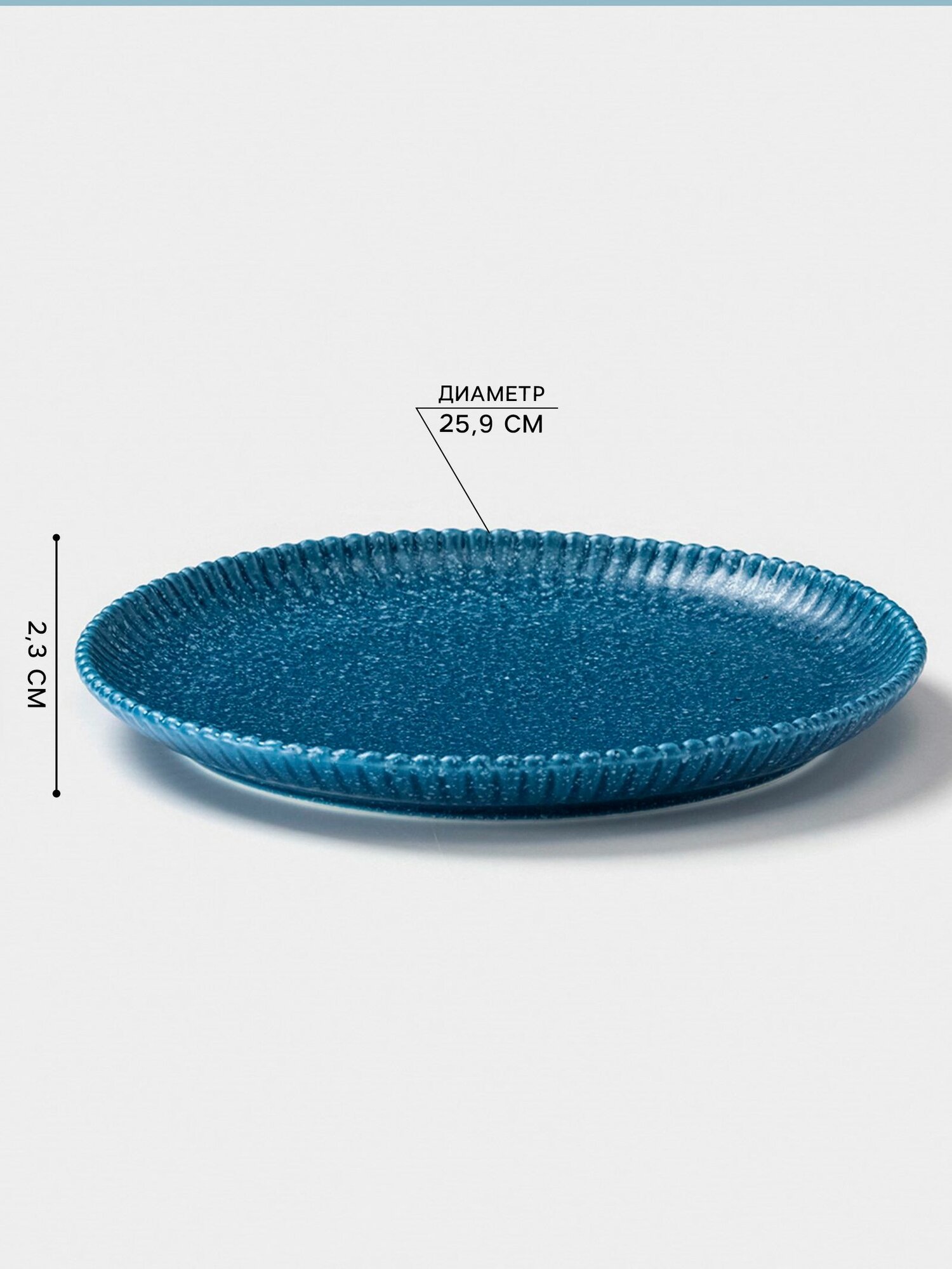 Тарелка фарфоровая "Коралл", размер 25,9х25,9х3 см, цвет синий