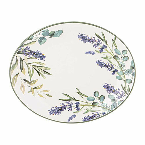 Agness керамическое овальное блюдо Лаванда для сервировки стола 31.5х25.5х3 см