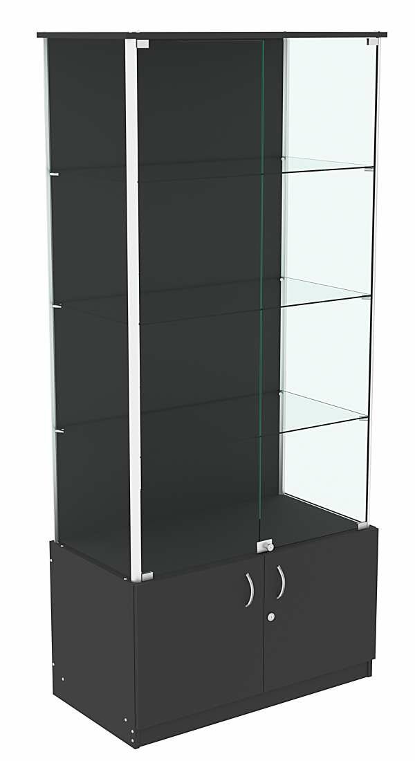 Витрина люкс с задней стенкой ДВП №1 без подсветки, Черный