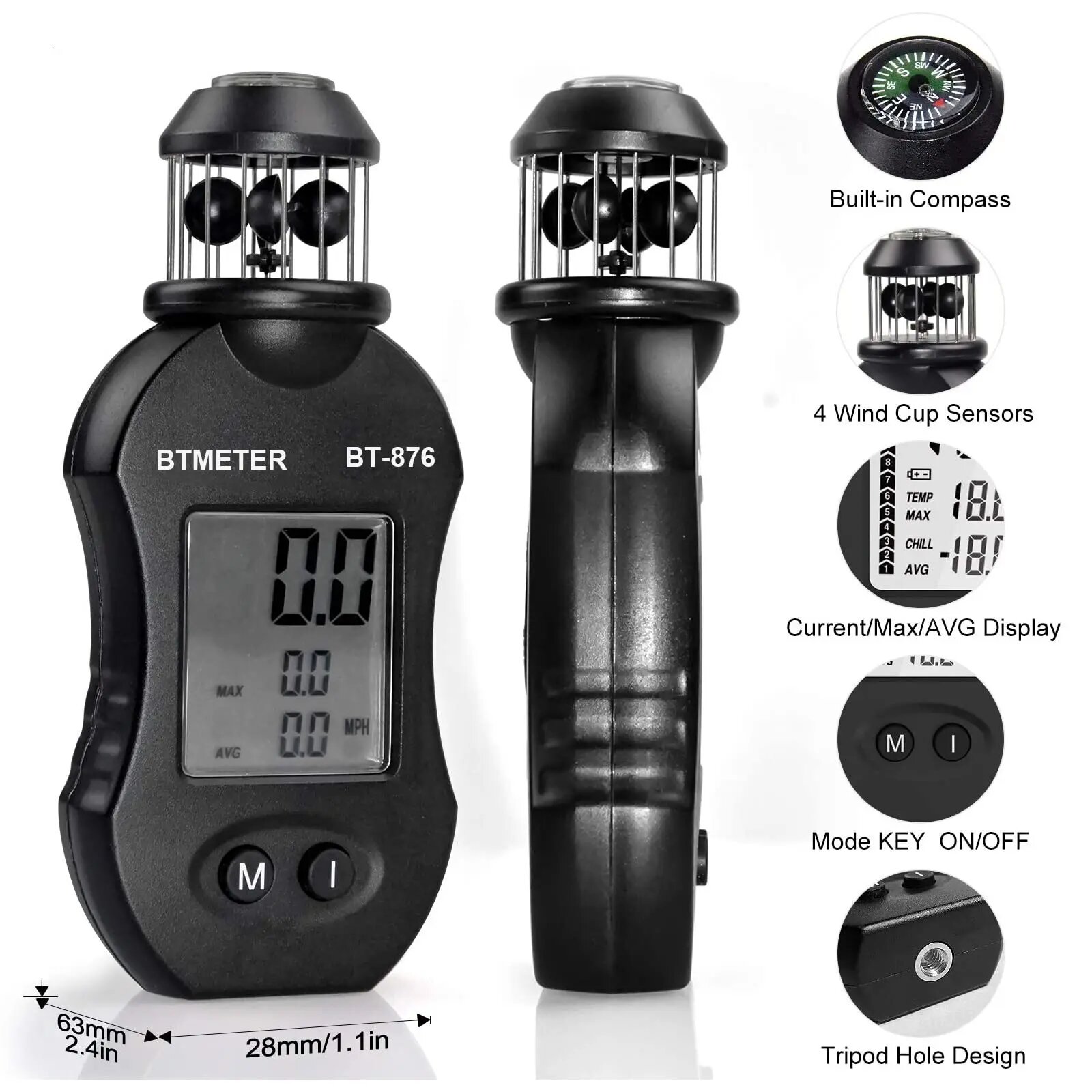 Ручной анемометр BTMETER BT-876 — фото 1