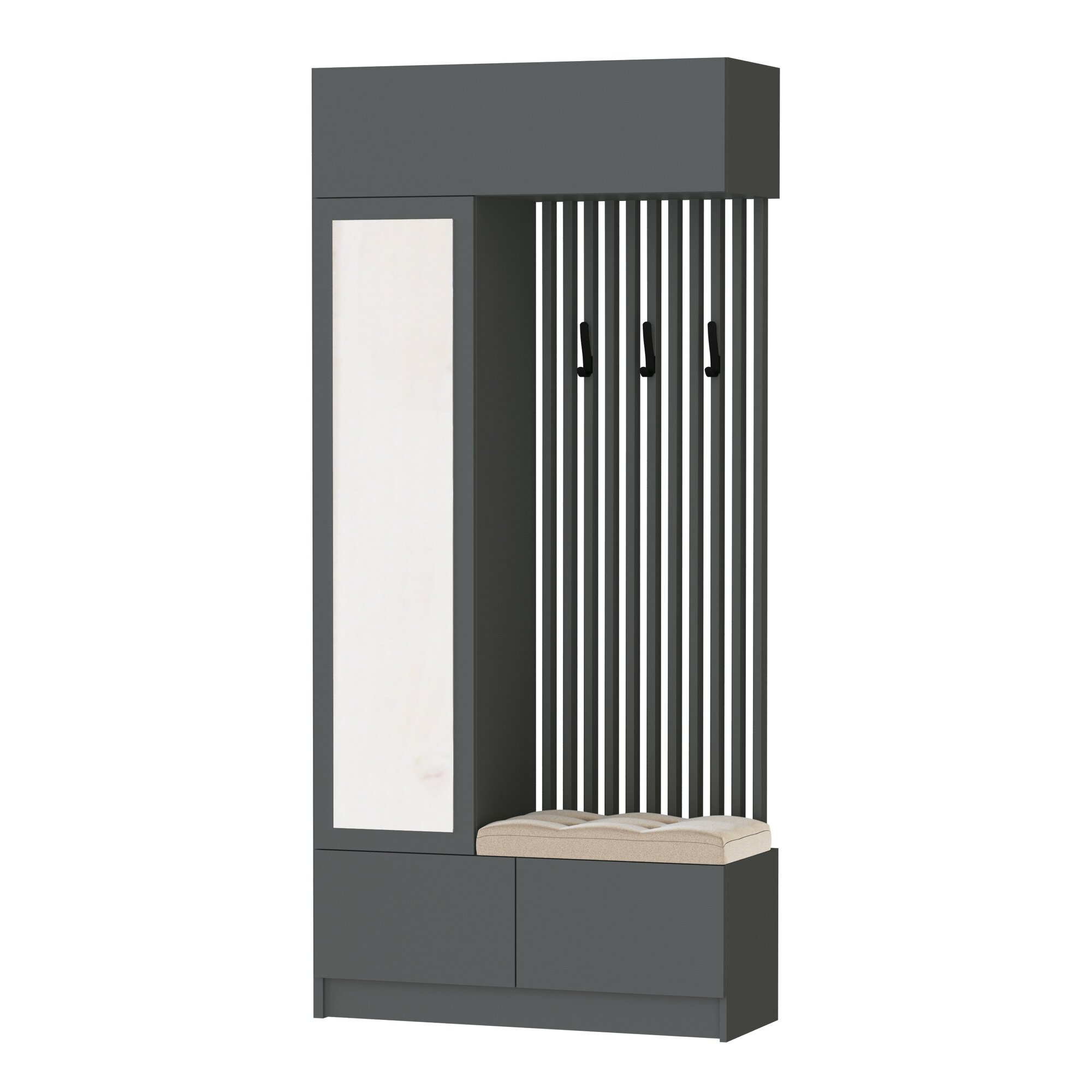 Прихожая Руэлла Центральная секция; 100*40*220 см; серый графит