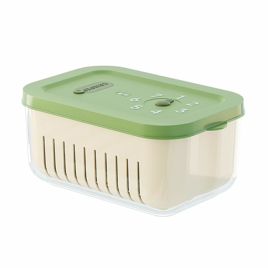 Инновационный контейнер для холодильника с дренажной корзиной и таймером, Зеленый