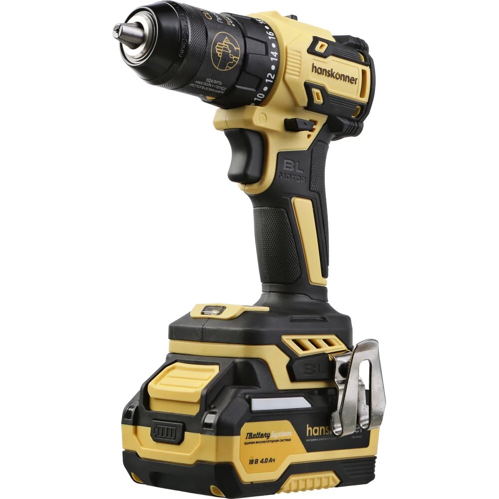 Hanskonner Дрель акк б/щ, 18В, 1BatterySystem, 65Нм, 1х4Ач, 13мм, кейс HCD1865SC