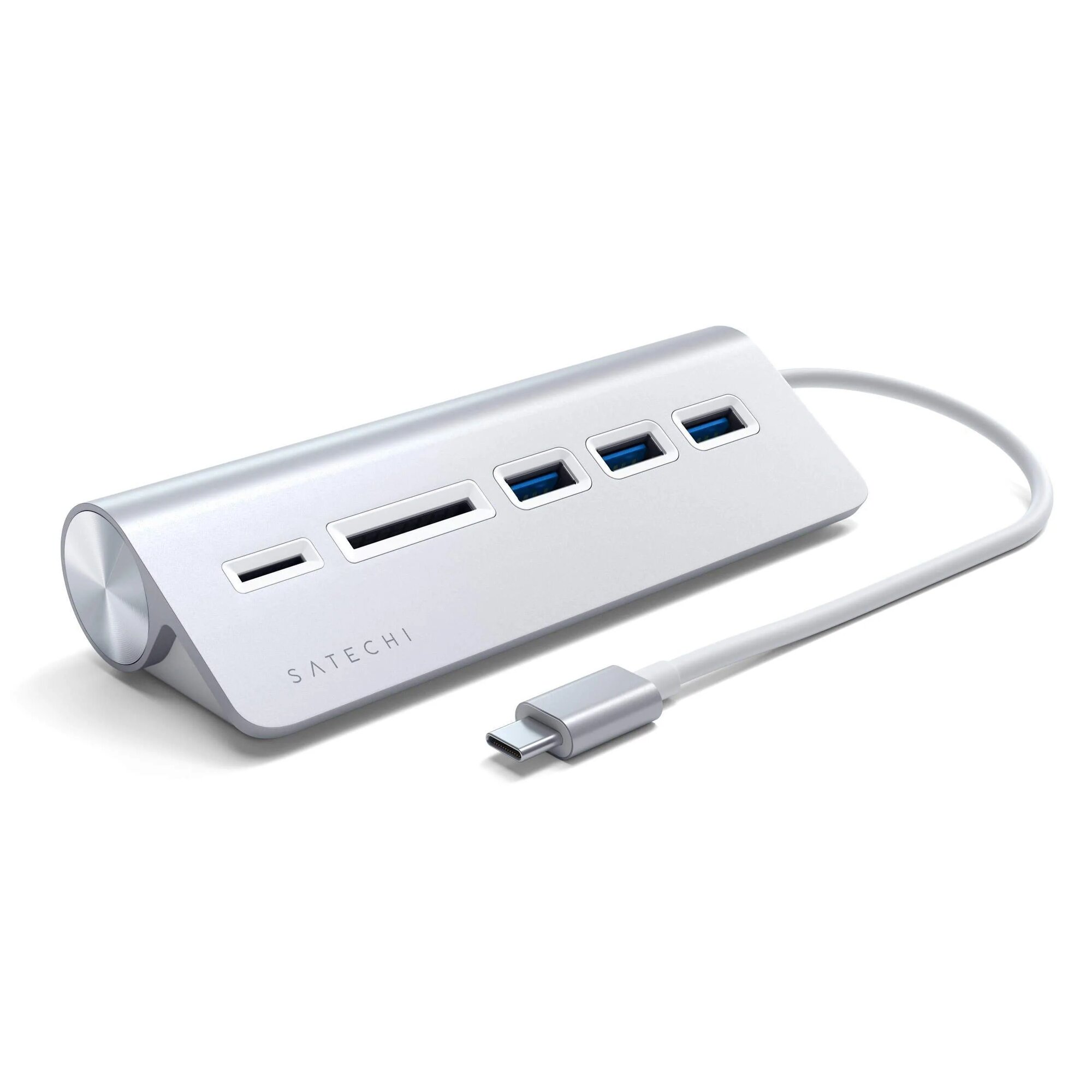 USB-концентратор Satechi Type-C Aluminum USB 3.0 Hub & Micro/SD Card Reader, разъемов: 3, silver