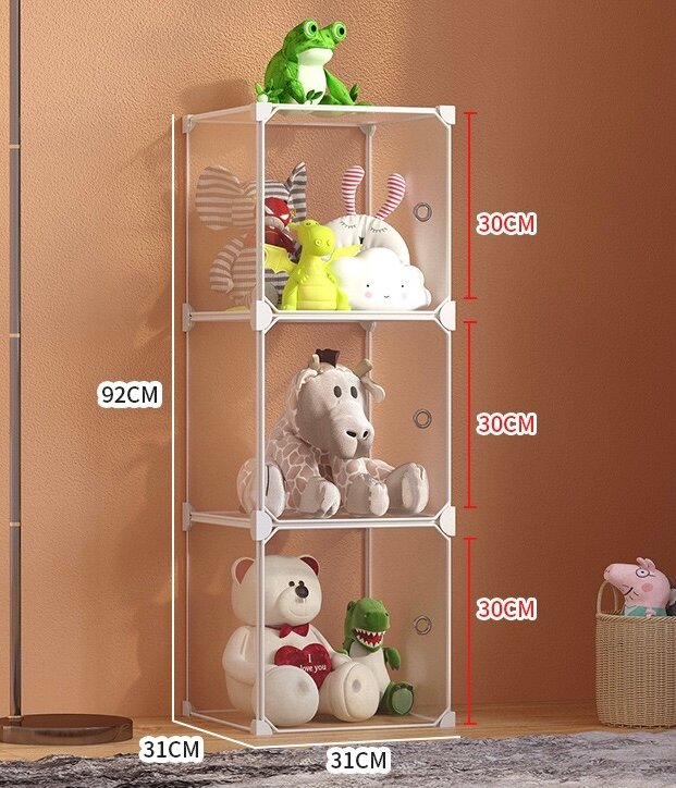 Прозрачный шкаф-стеллаж для хранения детских игрушек высотой 92 см