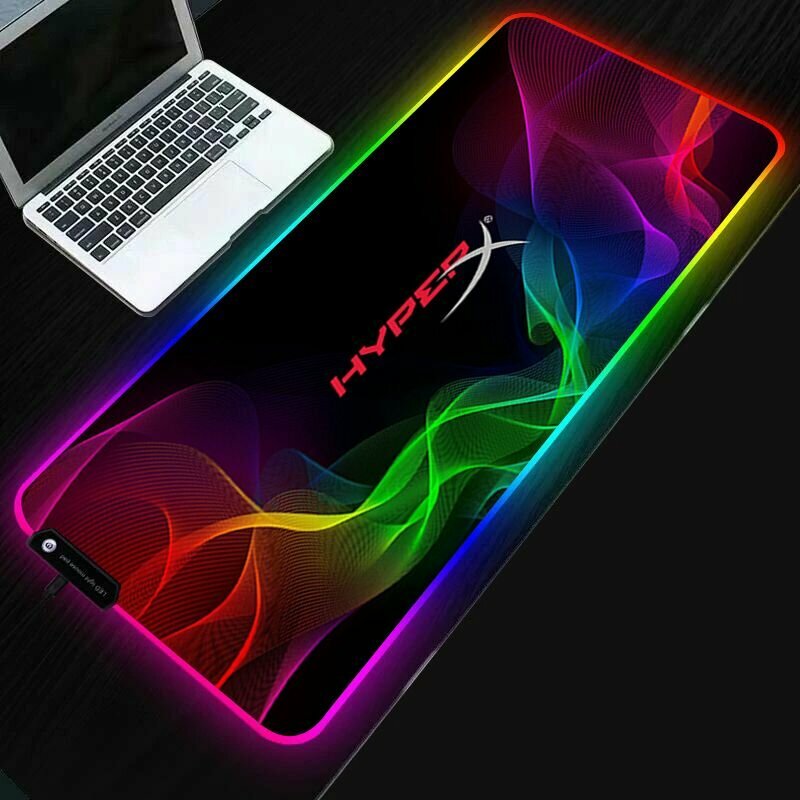 Коврик HyperX, игровой, 900х400мм, нескользящий, с RGB-подсветкой, прошитые края