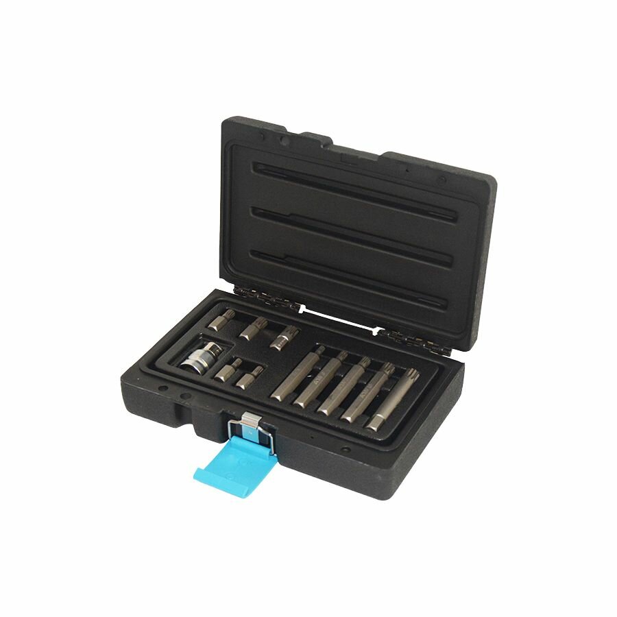 Набор сменных вставок-битов 12-гранных SPLINE (сплайн M5-M12) силовых насадок 10 мм 11 пр. с битодержателем AIST 409611M звездочек 12-ти лучевых для ударной отвертки