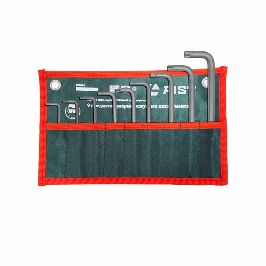 Набор ключей имбусовых Г-образных TORX T10-T50 удлиненных 9 пр. AIST 1054209T-1 набор шестигранников торкс звездочек 6-ть лучей Т10-Т50