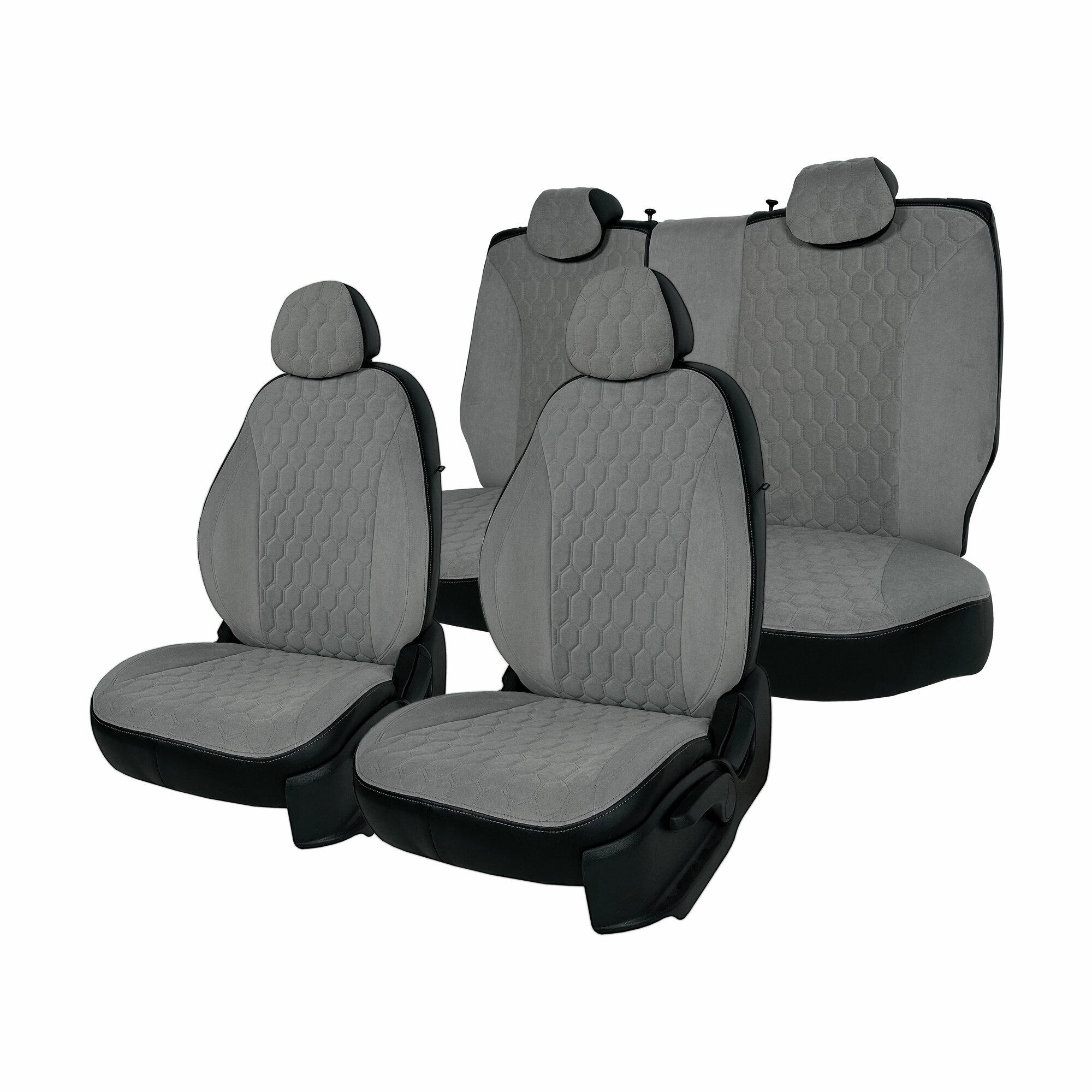 Чехлы на сиденья Renault Logan 2 / Sandero с 2014г. в. компл. COMFORT без аэрбег. Раздельная спинка заднего ряда 60/40, сиденье сплошное