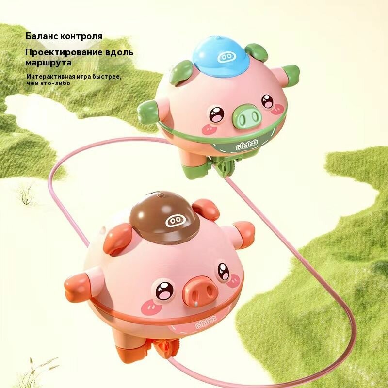 Интерактивная игрушка гироскоп Свинка Piggy. Свинья Пигги на моноколесе, электронная юла волчок, игрушка канатоходец балансир (розовый)