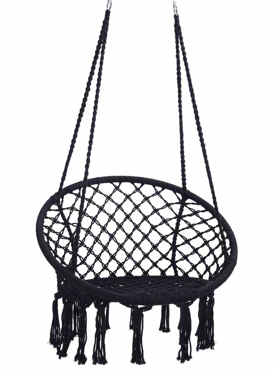 Подвесная корзина с черной кисточкой, уличные качели, кресло-колыбель для ленивых