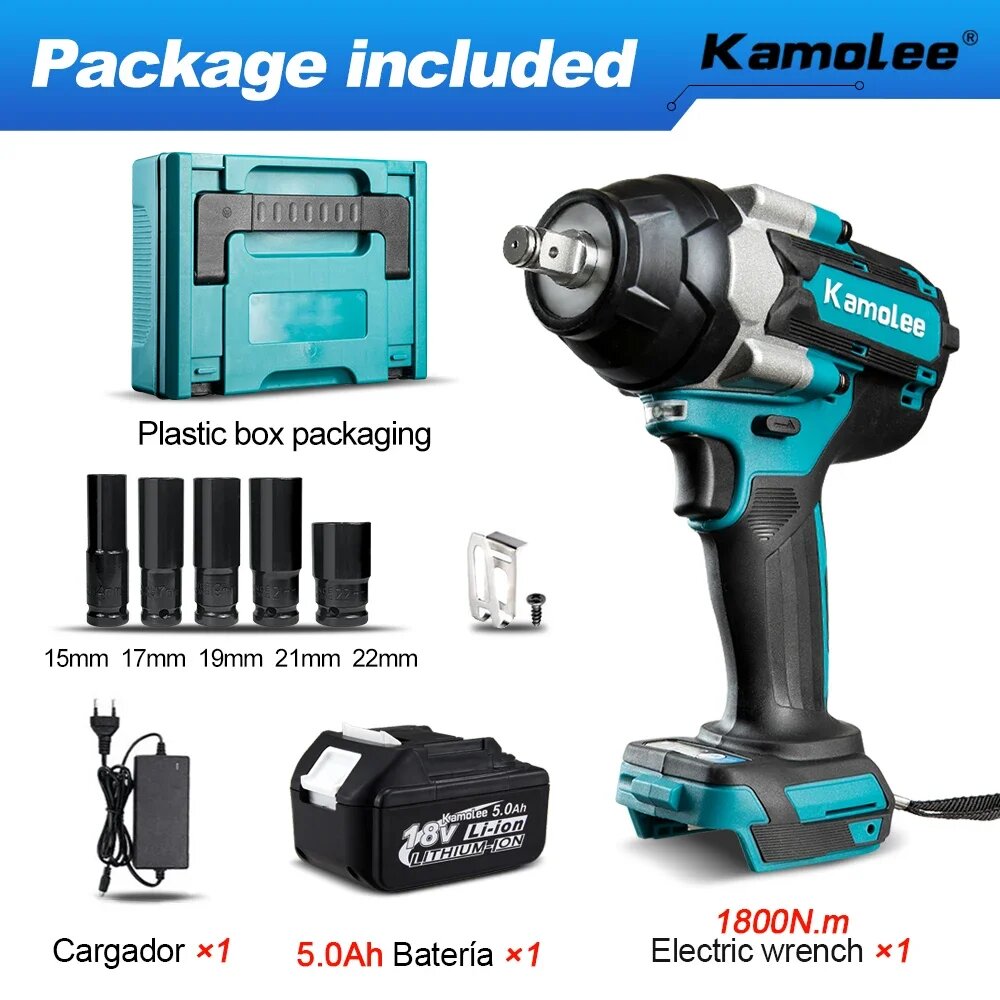 Камаolee 1800 Нм DTW700 Беспроводной электрический ударный гайковерт для аккумулятора Makita 18 В