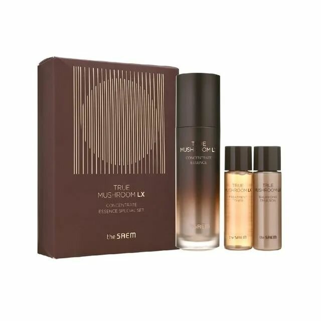 The Saem True Mushroom LX Concentrate Essence Special Set набор уходовых средств с эссенцией для лица с грибным комплексом (2*31мл, 50мл.)