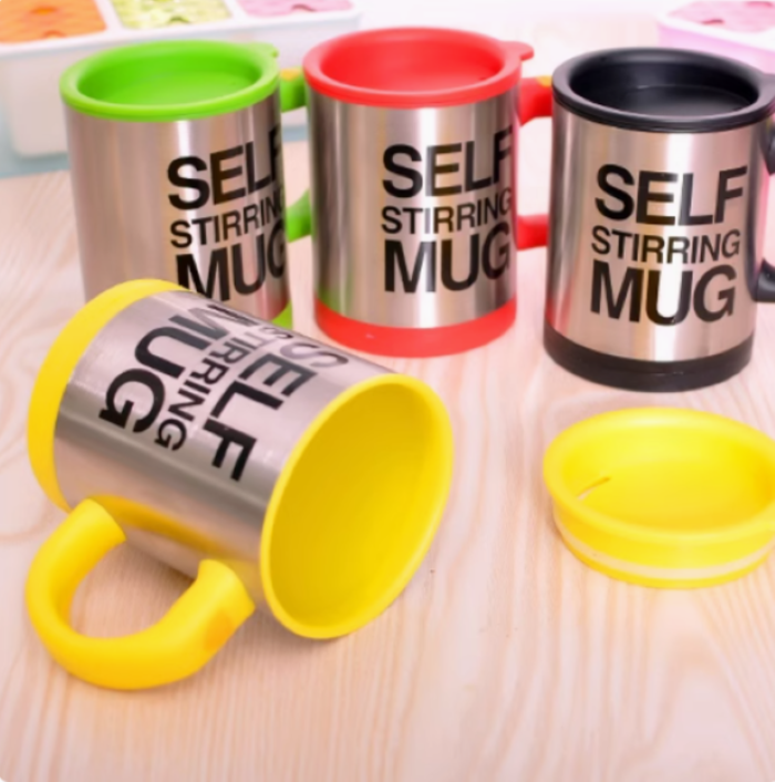 Кружка мешалка. Не бьющаяся универсальная дорожная на батарейках ААА металлическая. Термокружка для чая/кофе/суппа с крышкой с авто размешиванием на кнопке.