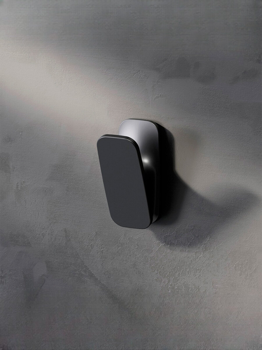 Крючок настенный, для ванной, для одежды и полотенец, в ванную и прихожую, чёрный матовый