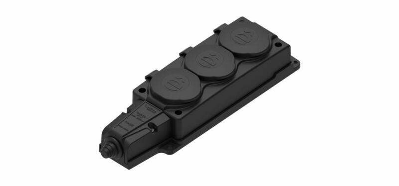 Колодка удлинителя 3-м MultiSet 16А 250В IP44 с заземл. каучук черн. SE MST4103BK-2 шт