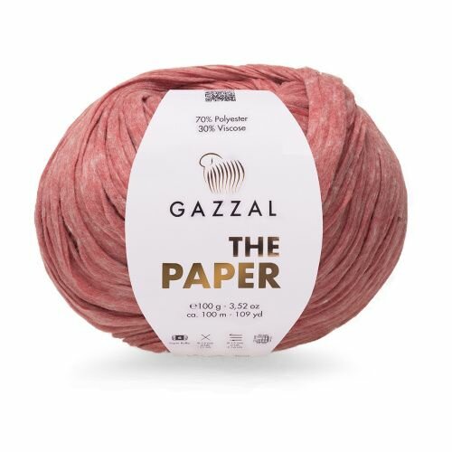 Пряжа Gazzal The Paper (1 моток) 3968 красный коралл (100г/100м)