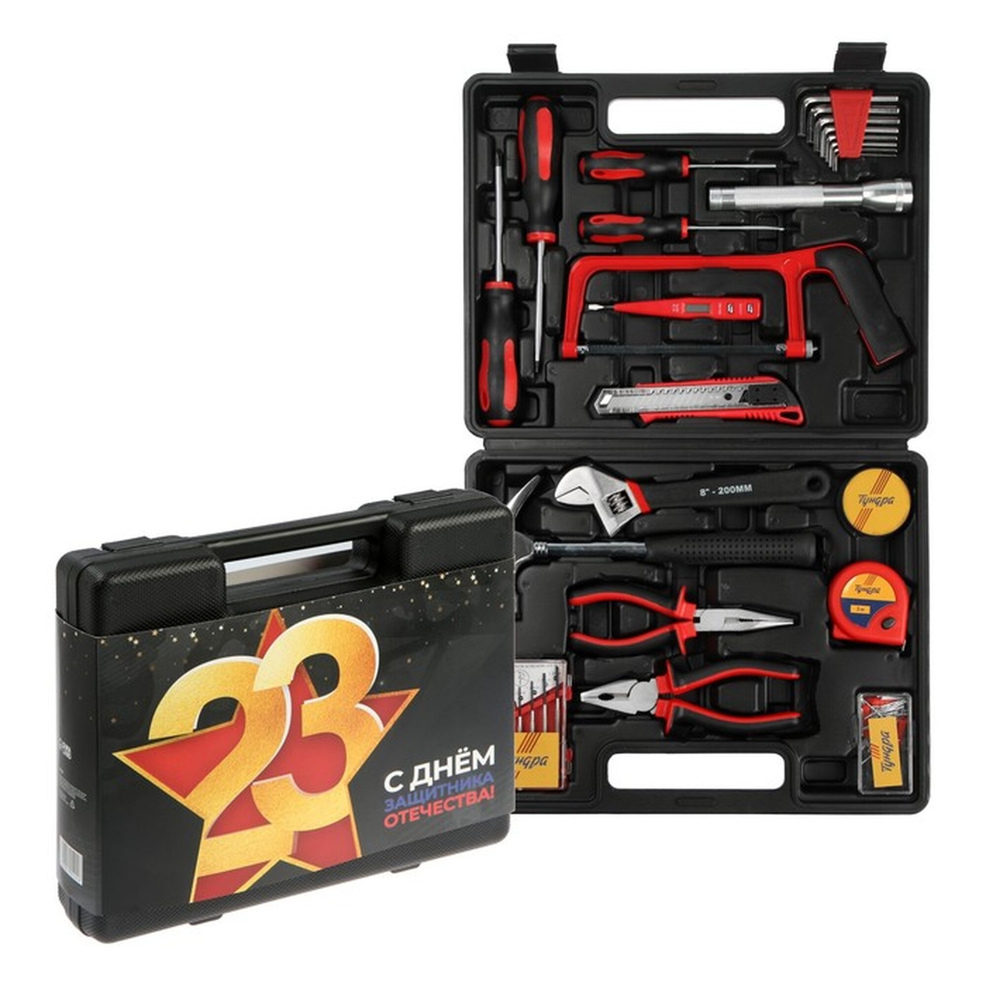 Набор инструментов в кейсе тундра "23 февраля", в подарочной упаковке, 31 предмет