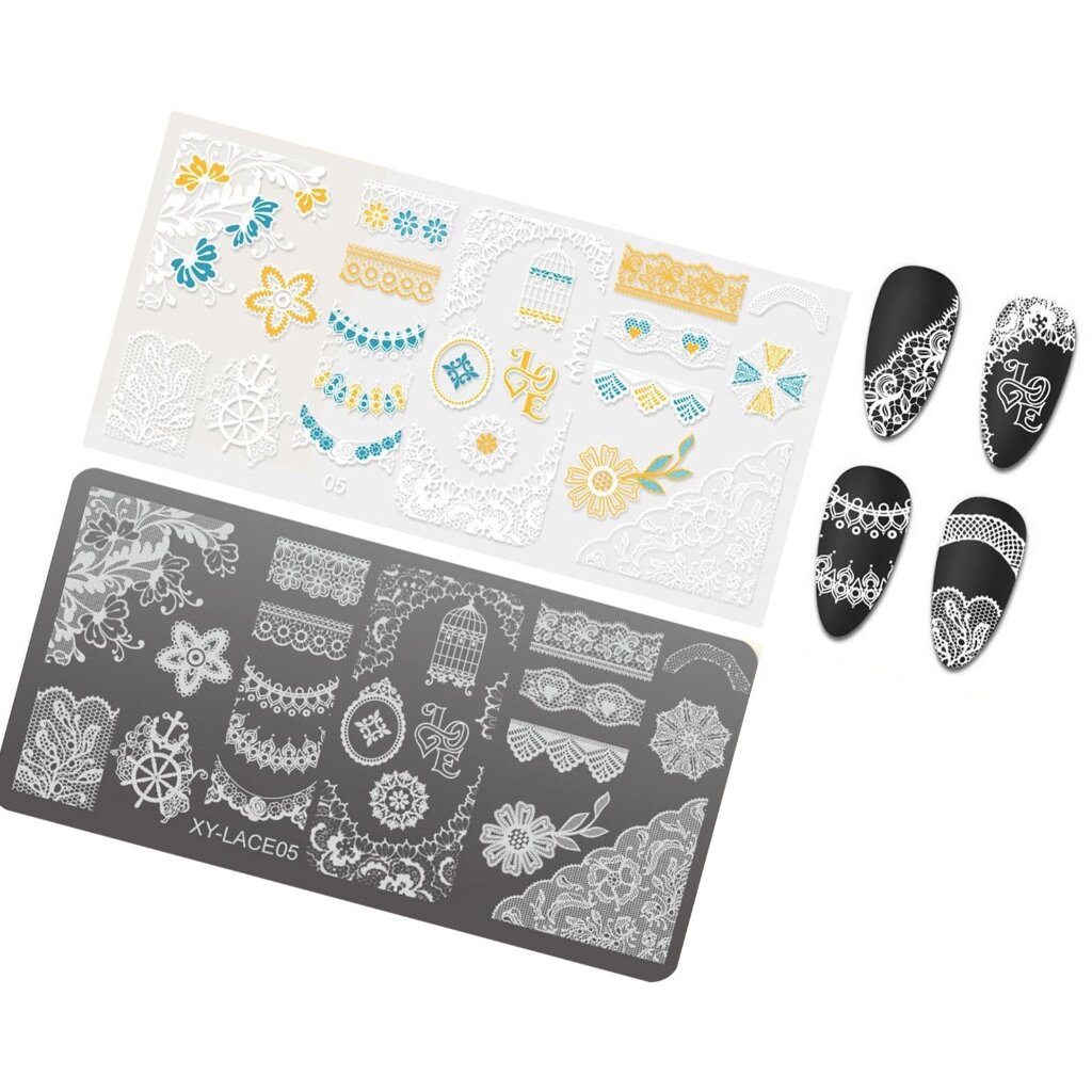 Французский Дизайн Ногтей Штамповочная Пластина Цветы Трафарет Для Ногтей Штамп Для Ногтей Шаблон Инструмента