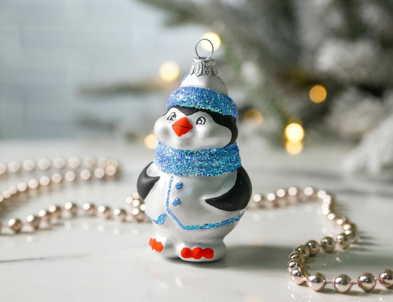 Елочная игрушка пингвин, 85 мм, Елочка С851