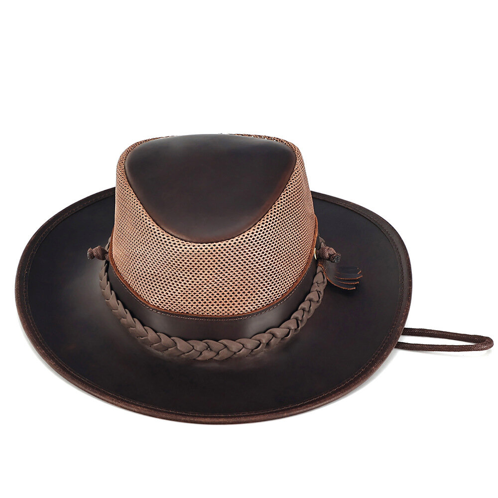 Ковбойская шляпа, ручная работа, из воловьей кожи, коричневая