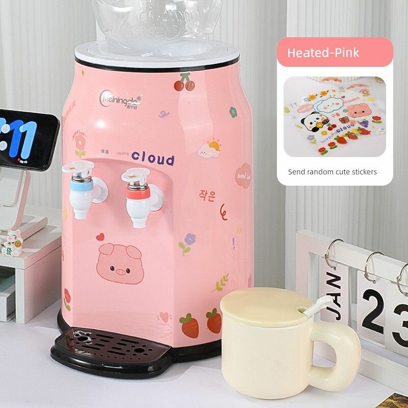 Детский кулер для воды, мультяшный (розовый, 2 горловины, с подогревом, 3C)