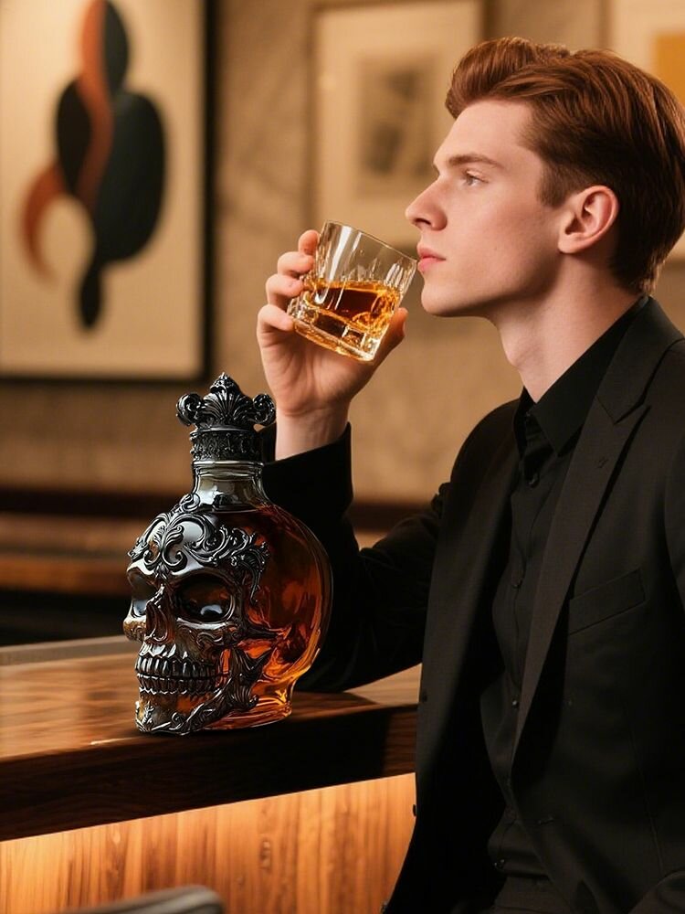 Виски череп стеклянный графин , Декантер