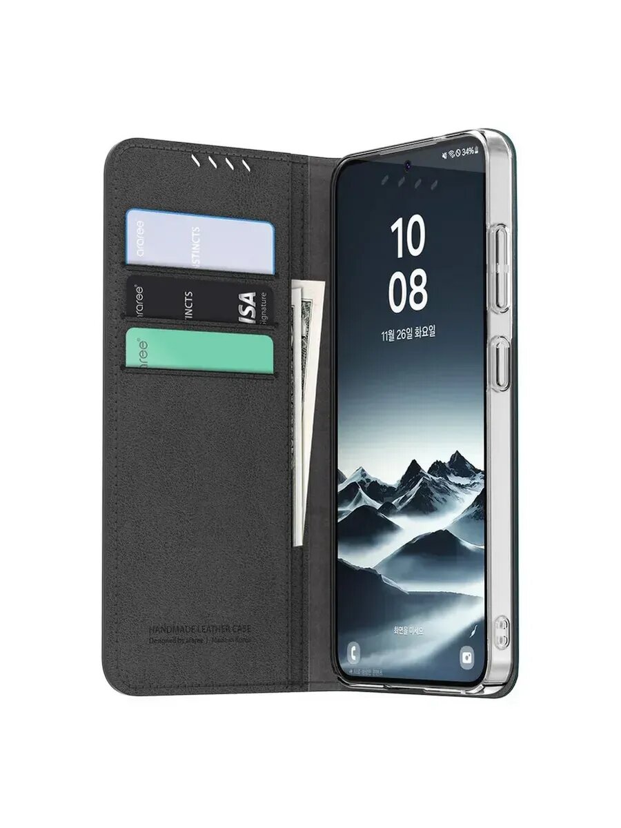 Чехол-книжка на Samsung Galaxy S25 Plus Araree Mustang Diary, цвет: черный