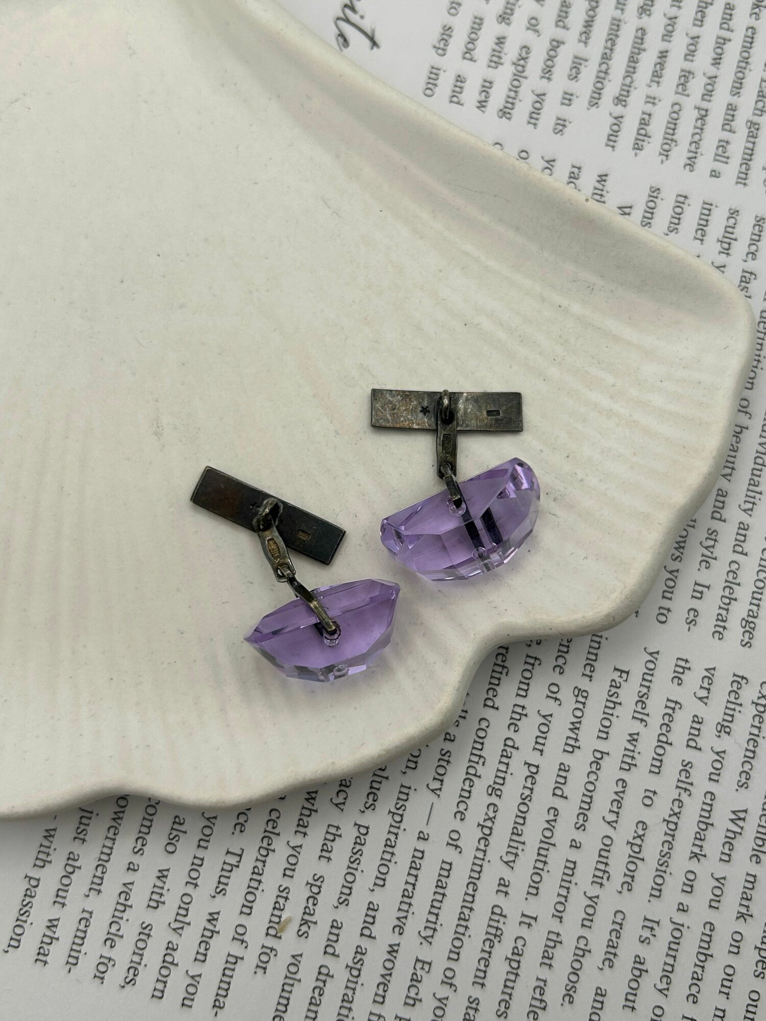 Советские винтажные запонки, горный хрусталь, серебрение, клеймо