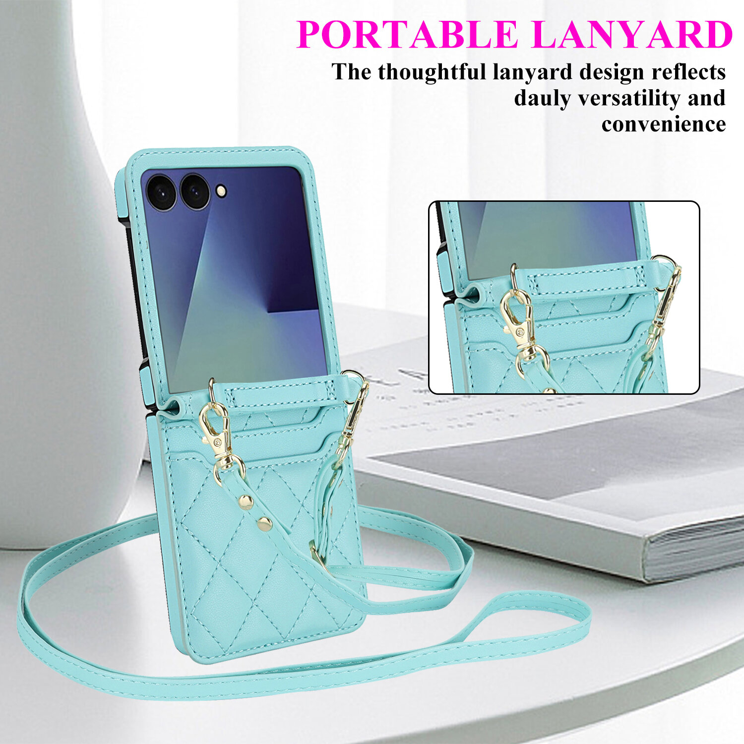 Подходит для Samsung Galaxy Z Flip7 / Самсунг Галакси Z Flip 7 Модный Чехлы для телефонов, сумка-кошелек с длинным ремешком, Самсунг Z Flip7, подставка, soft touch,360° Полная защита, кобура, резина