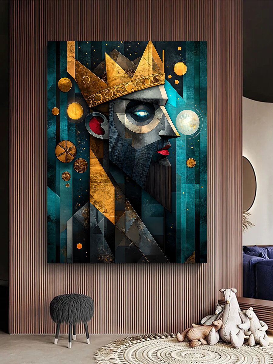 Картина на стену для интерьера - "Абстракция, король / корона" , 20х30 см.