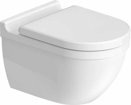 Унитаз подвесной Duravit Starck 3 2225090000 63890000 с микролифтом, без бачка, антивсплеск, фарфоровый, белый, глянцевый, овальный, сиденье для унитаза в комплекте