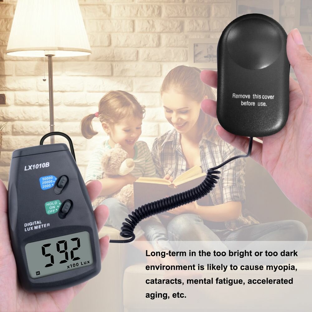 Цифровой люксметр с ЖК-дисплеем, блокировкой данных и индикацией заряда