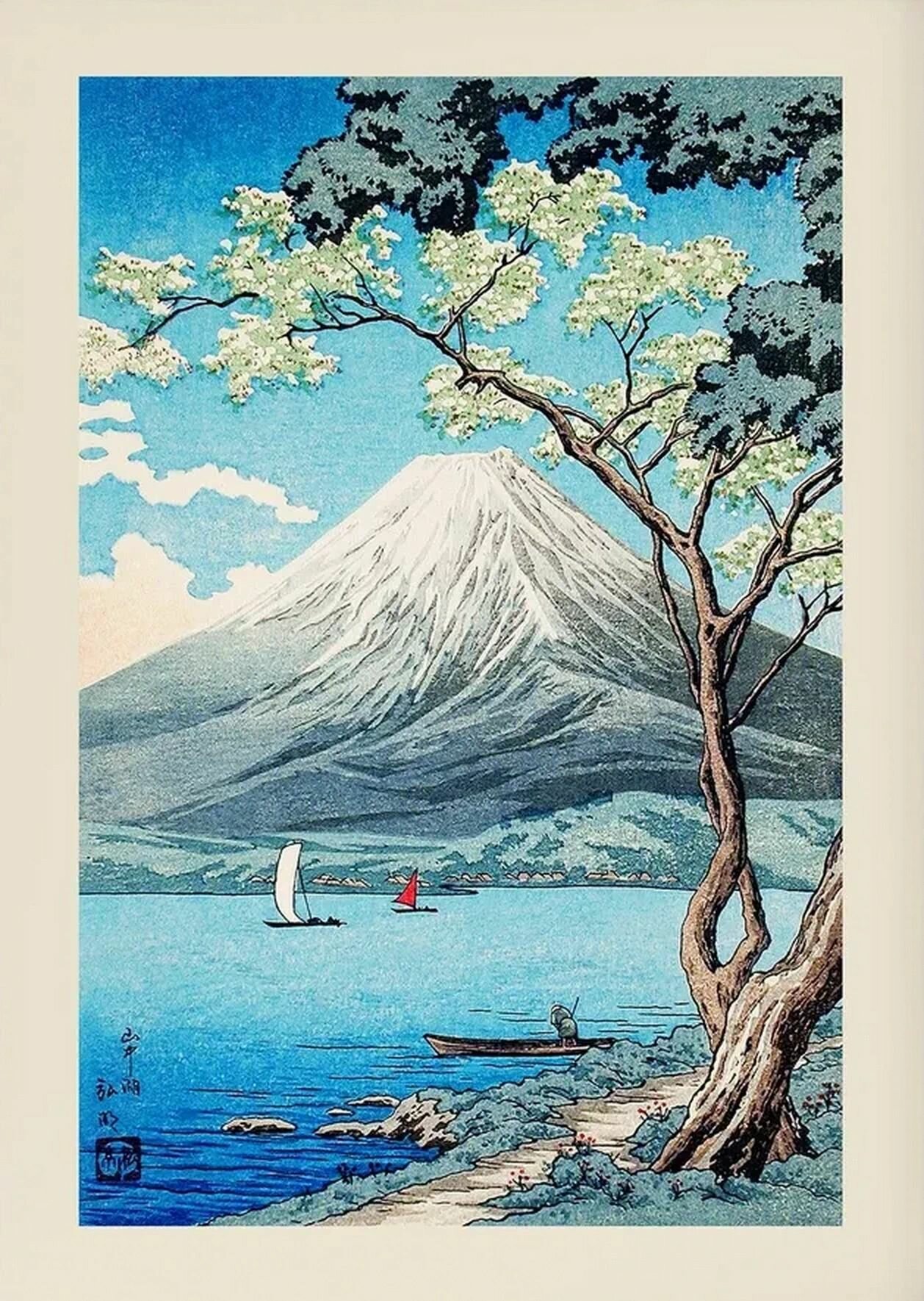 Плакат, постер Тридцать шесть видов Фудзи. Кацусики Хокусая на холсте, размер 21х30см