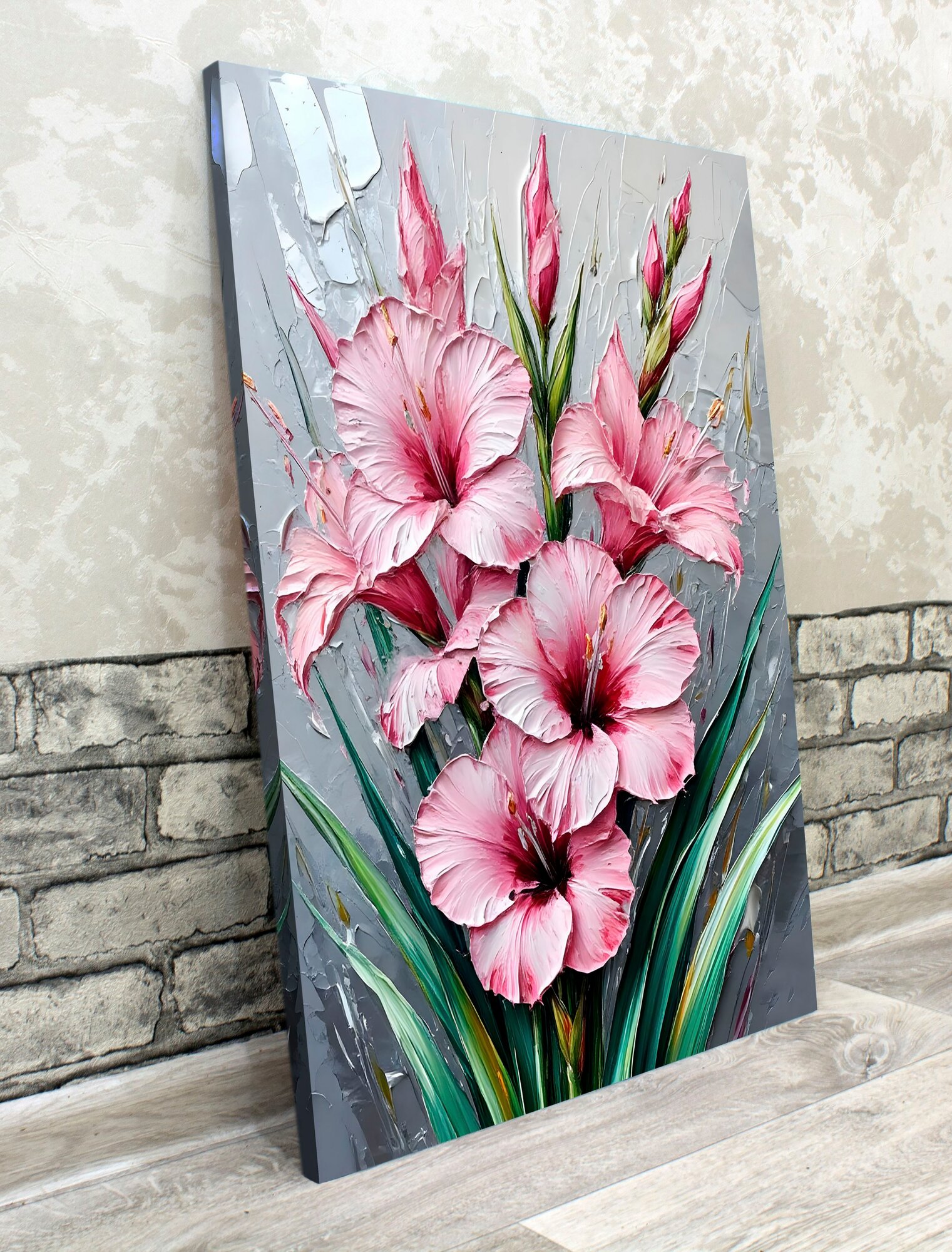 Картина модульная на стену "Гладиолусы для мамы" 50см х 70см