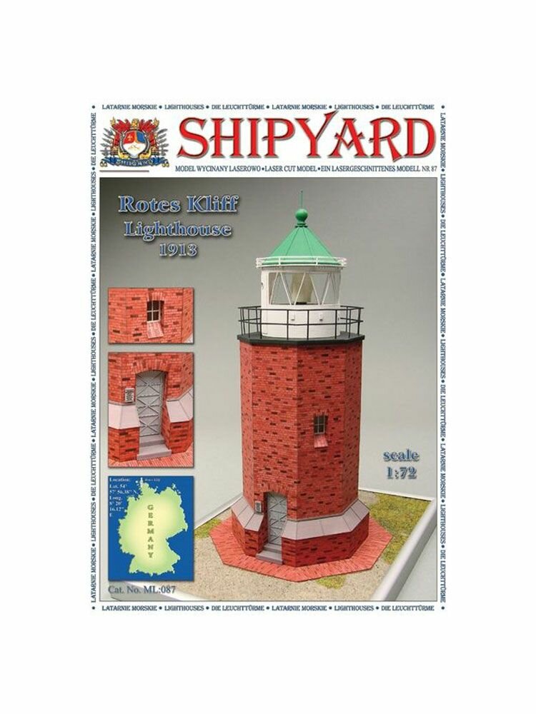 Сборная картонная модель Shipyard маяк Rotes Kliff Lighthouse (№87), 1/72 - ML087
