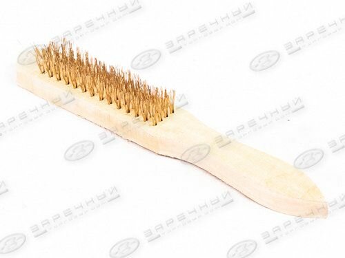 Щетка по металлу 4-х рядная деревянная ручка 656064