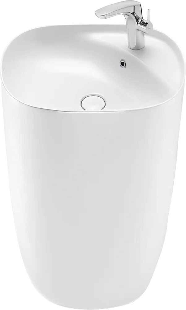 Раковина напольная SantiLine SL-4018 50 напольная, 50 см, фаянсовая, раковина для ванной, белая, прямоугольная