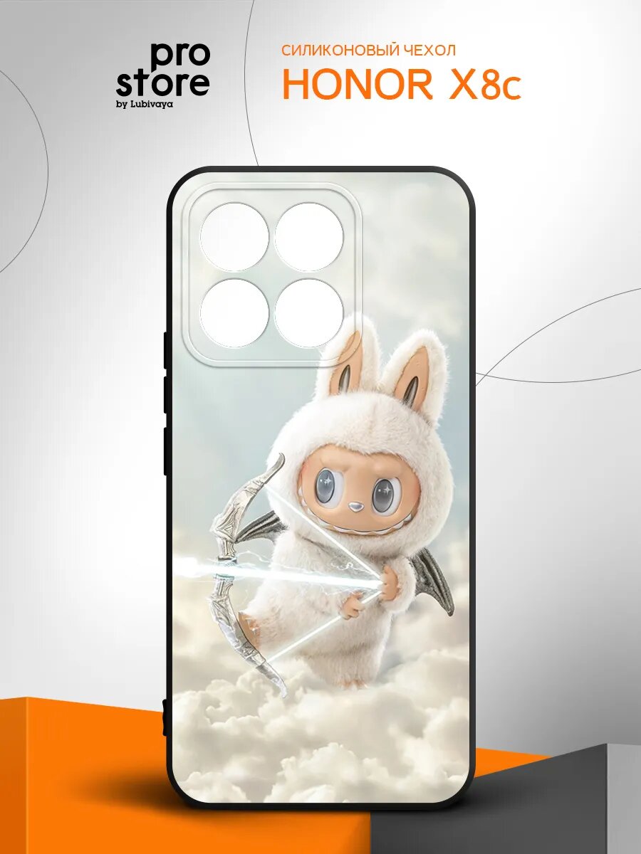 Чехол на Honor X8c / Хонор Х8с накладка, поддержка беспроводной зарядки , черный, с рисунком