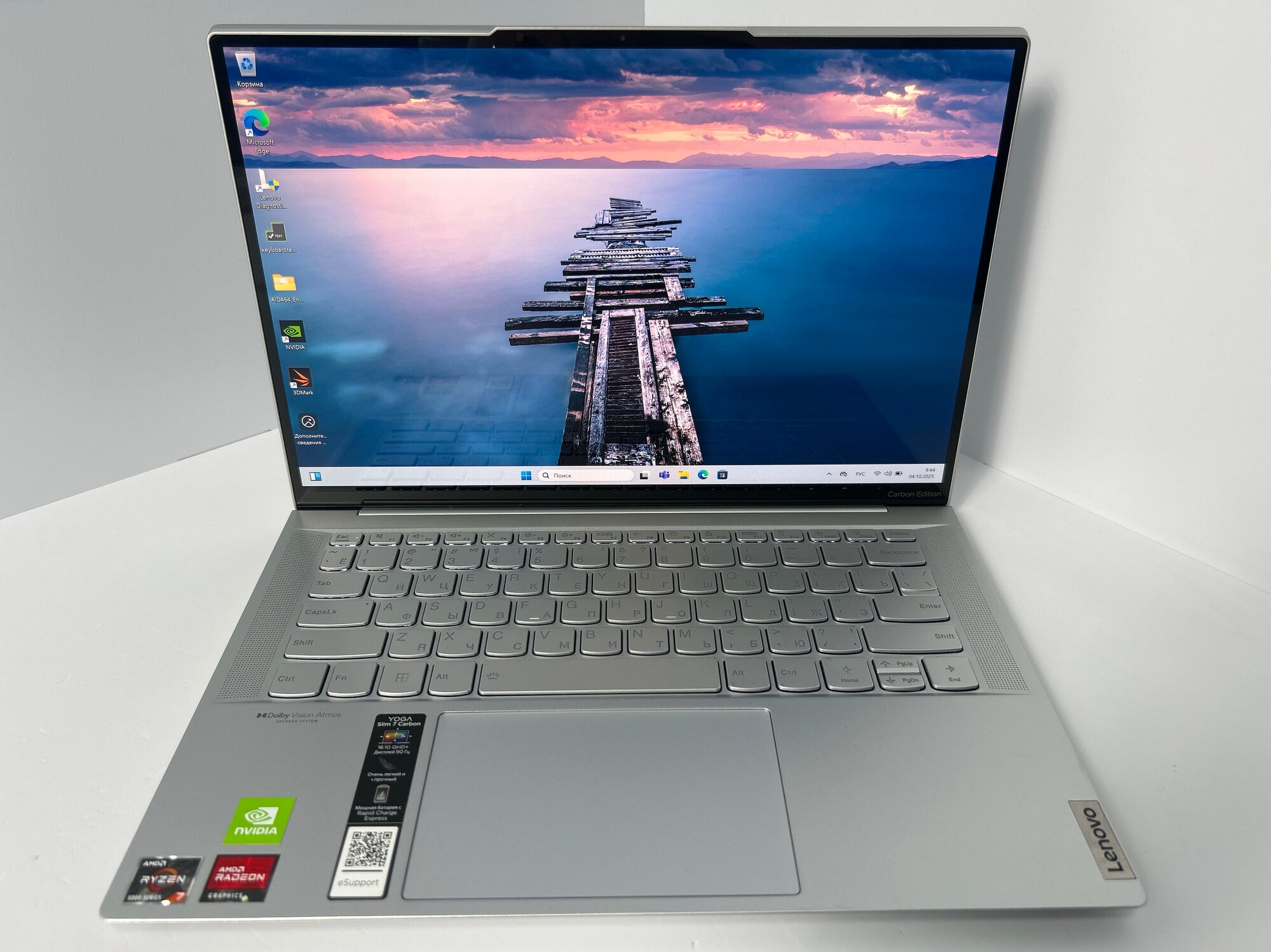 Ноутбук Lenovo Yoga Slim 7 Carbon-14ACN06 (82L0005URU) 14 "/ AMD Ryzen 7 5800U/RAM 16GB/SSD 1024GB/NVIDIA GeForce MX450 2GB/2880х1800/OLED 90Hz/Windows 11/Подсветка кл-ры: LED/Белый. Состояние: B1