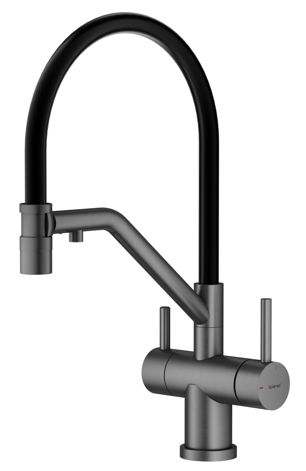 Смеситель Splenka для кухни со съемным гибким изливом, с магнитным фиксатором излива, с подключением фильтра питьевой воды S70.62.09 Графит