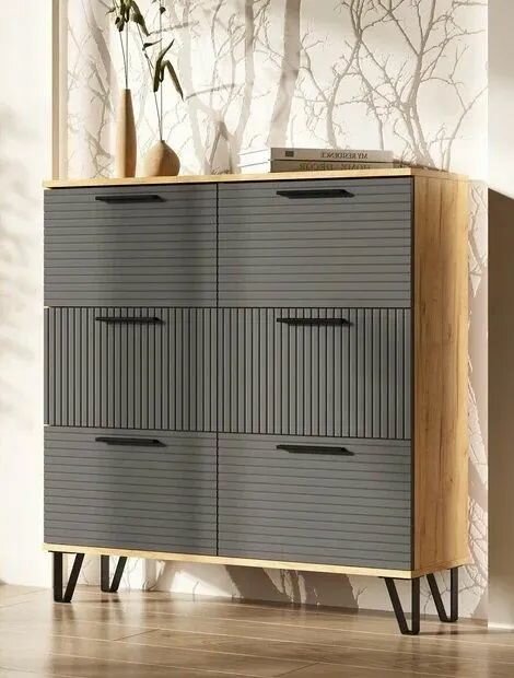 Обувница Флэш 1000 Браш Графит/Дуб Крафт