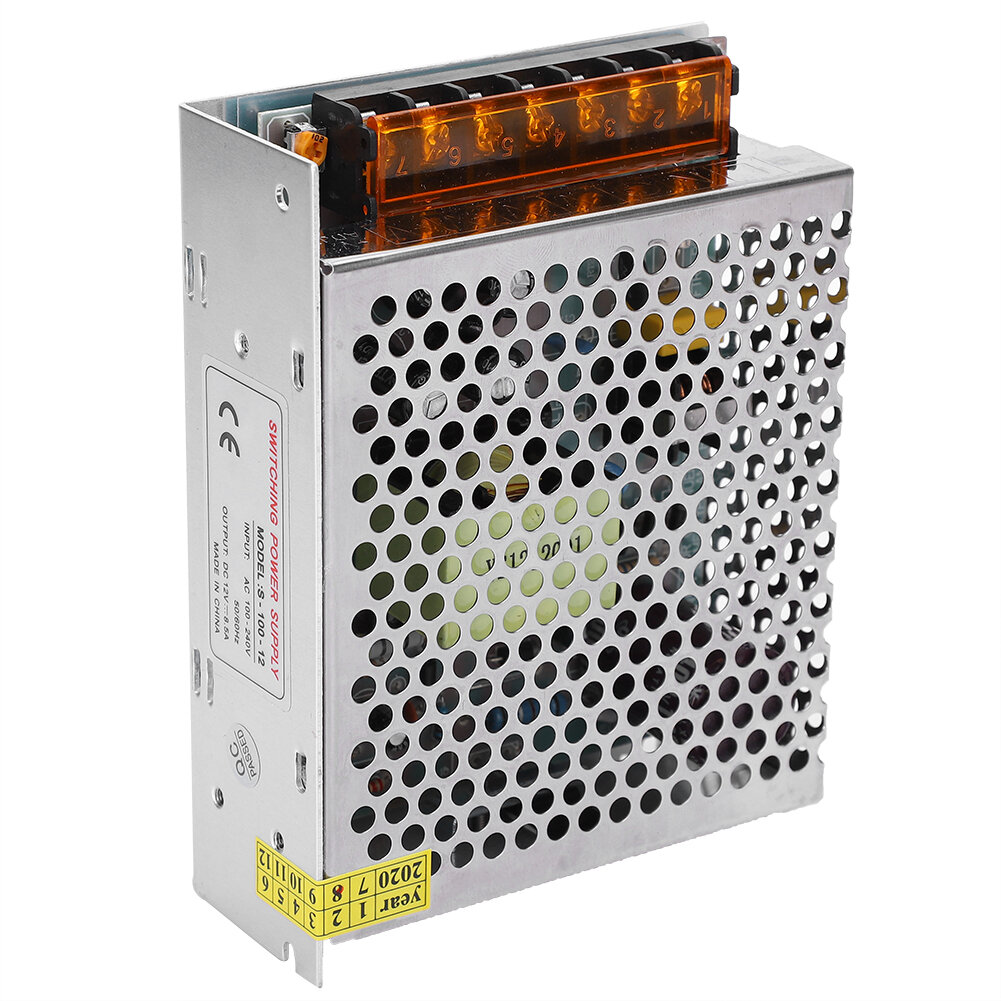 Адаптер питания с выключателем DC12 В, светодиодный экран из алюминиевого сплава, 3D-принтер (S-100-12（12 В 8,5 А 100 Вт）AC100-240 В)