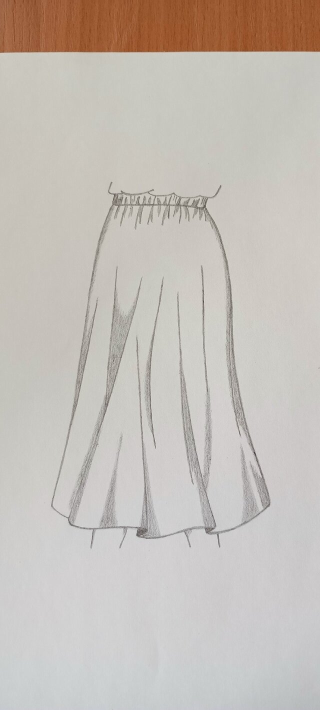 Бумажная выкройка женской, расклешённой юбки на резинке 54 размера, модель № 1, ручная работа