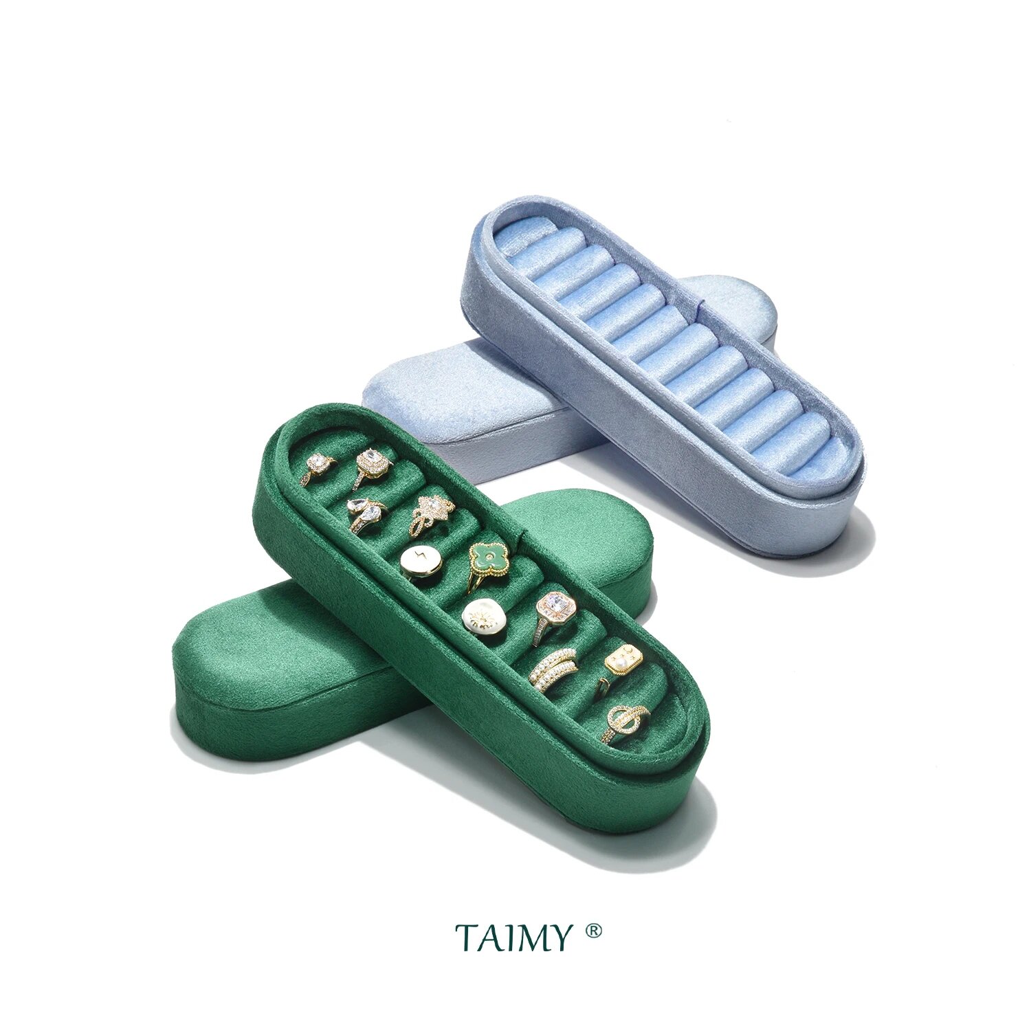 Бархатная шкатулка TAIMY для колец синего цвета